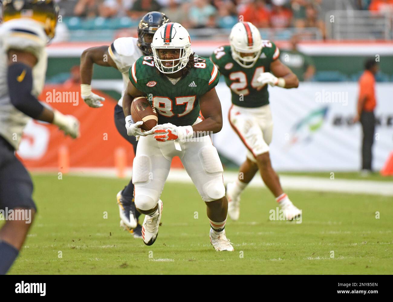MIAMI GARDENS, FL - SEPTEMBER 23: University of Miami tight end Michael ...