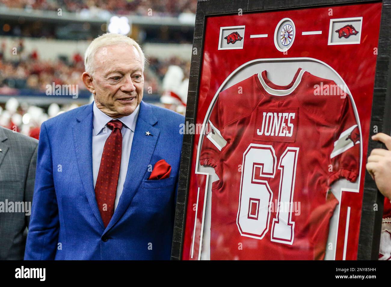 ARLINGTON, TX - SEPTEMBER 23: Dallas Cowboys owner Jerry Jones gets a ...