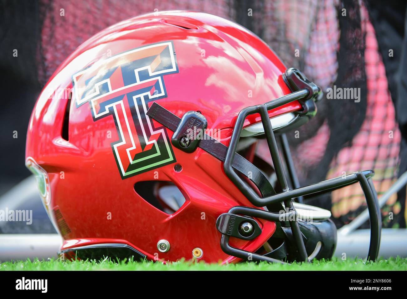 HOUSTON, TX - SEPTEMBER 23: Texas Tech helmet stands ready on the ...