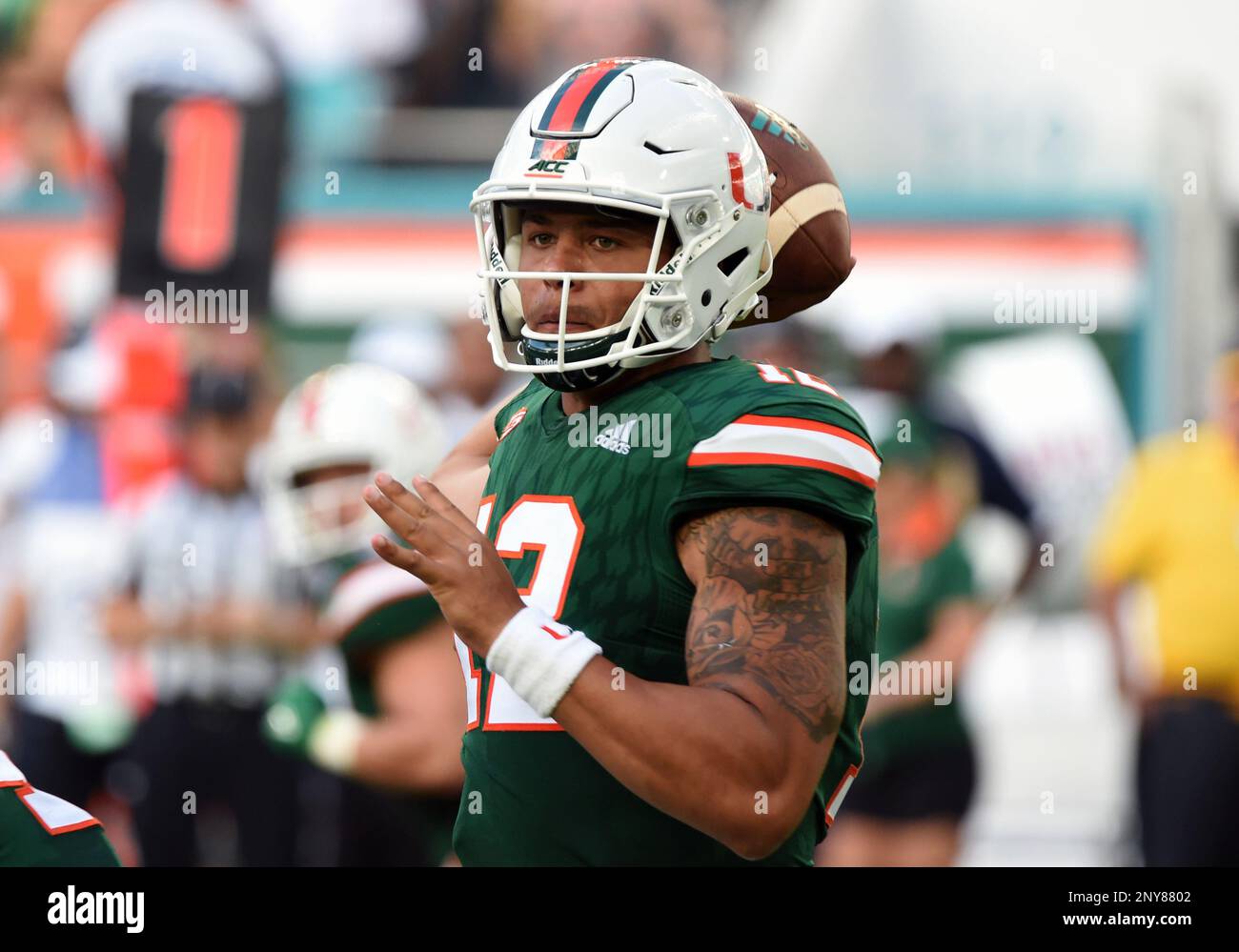 Miami quarterback Mark Rosier (12) releases a pass against Toledo ...