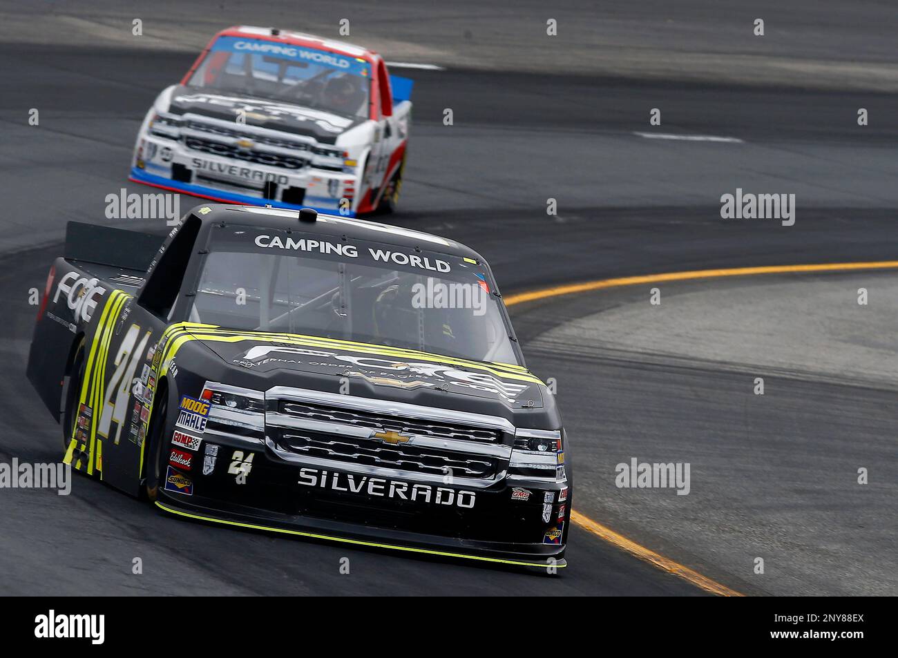 Justin Haley (24) and Kaz Grala (33) during practice for the NASCAR ...