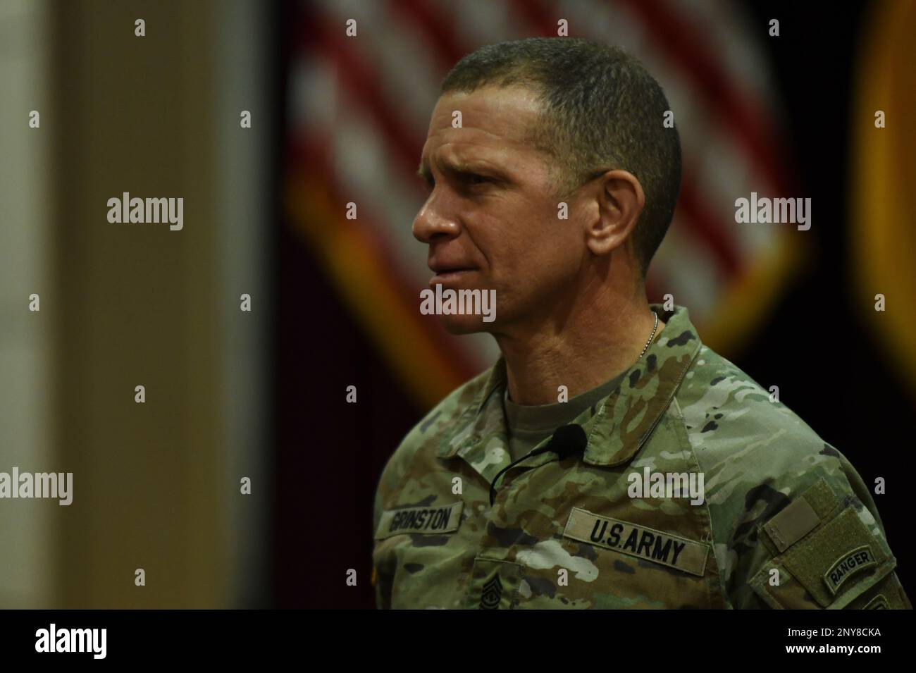 Sergeant Major of the Army Michael Grinston speaks to soldiers and ...
