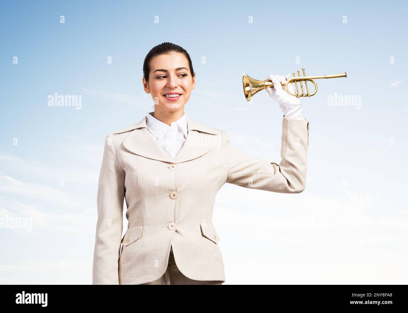 Ear trumpet woman hi-res stock photography and images - Alamy