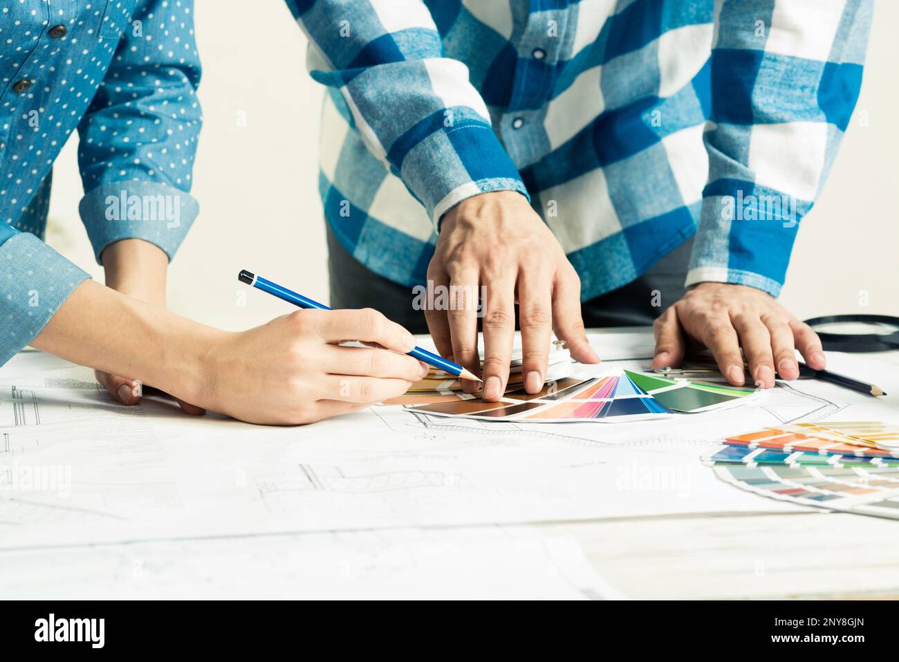 Designers selecting color palette for project Stock Photo - Alamy