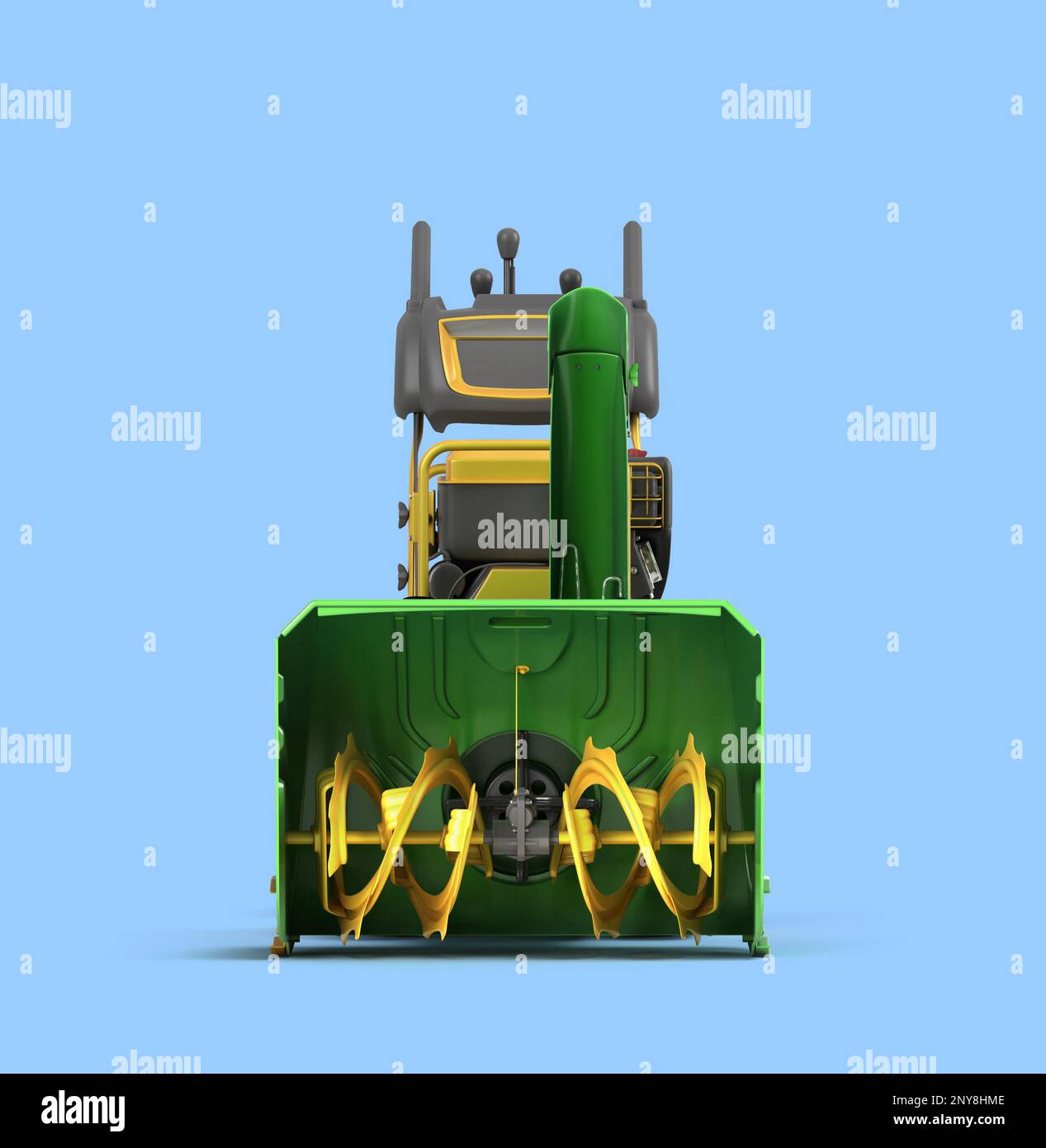 New walk behind tractor front view 3d render on blue gradient Stock ...