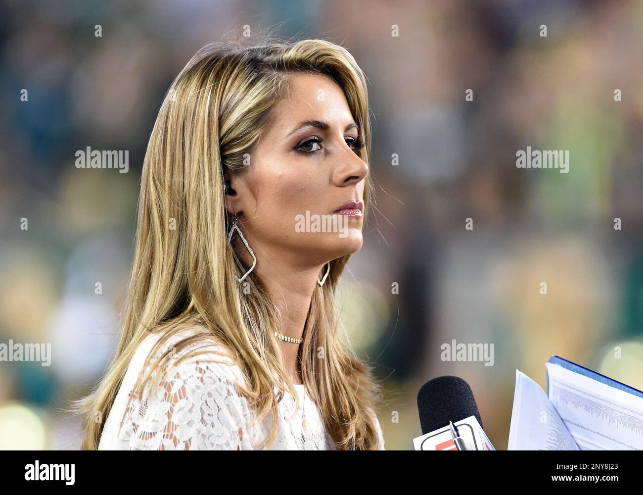 ESPN commentator Laura Rutledge watches play as South Florida hosts ...