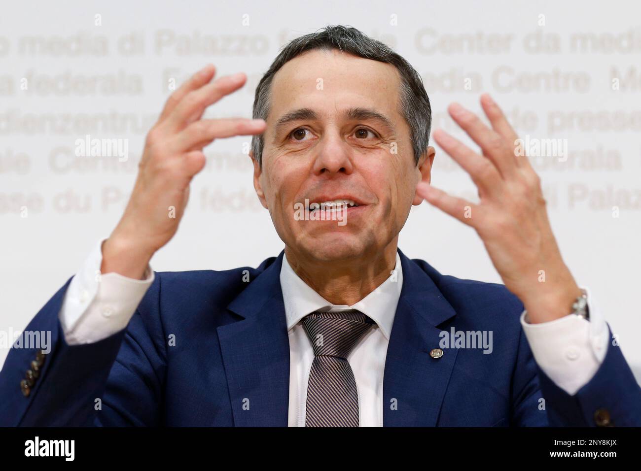 FILE - In this Sept 20, 2017 file photo Ignazio Cassis gives his first ...