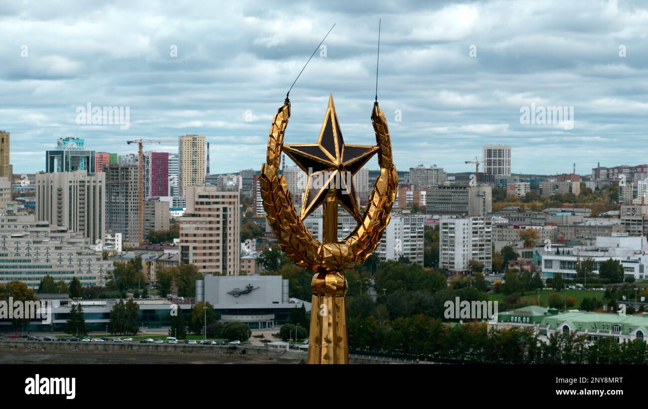 Aerial view of a building top, historical element of a roof. Stock ...