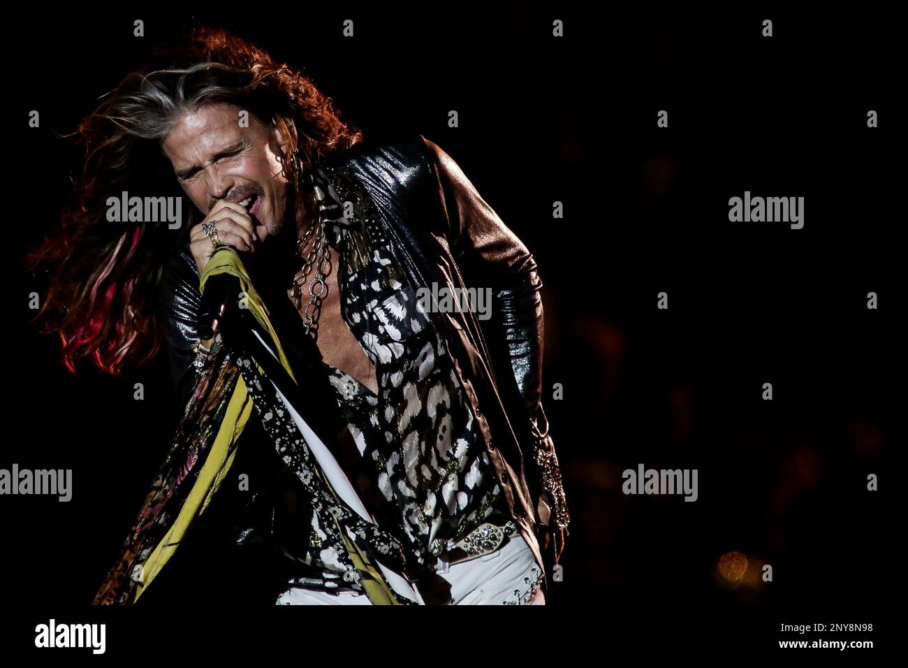 The singer Steven Tyler at the Aerosmith band's concert on the World ...