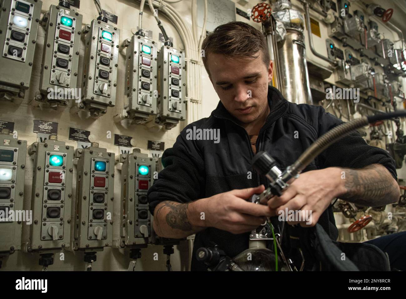 EAST CHINA SEA (Feb. 5, 2023) Damage Controlman 3rd Class Dusty Dry ...