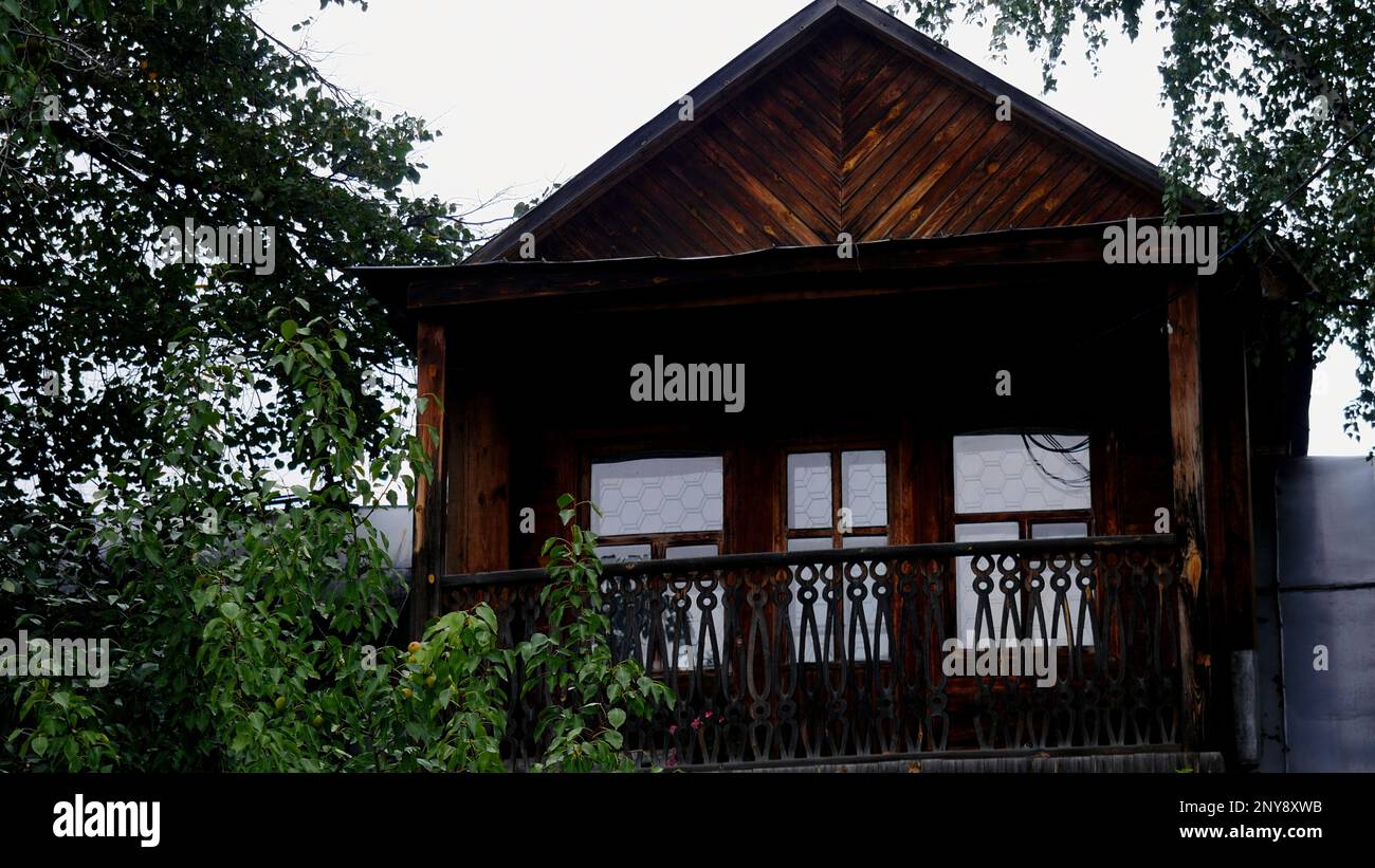 Exterior of a wooden house in the countryside. Stock footage ...