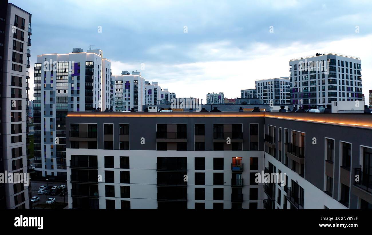 Aerial view of the cityscape with residential complex. Stock footage ...