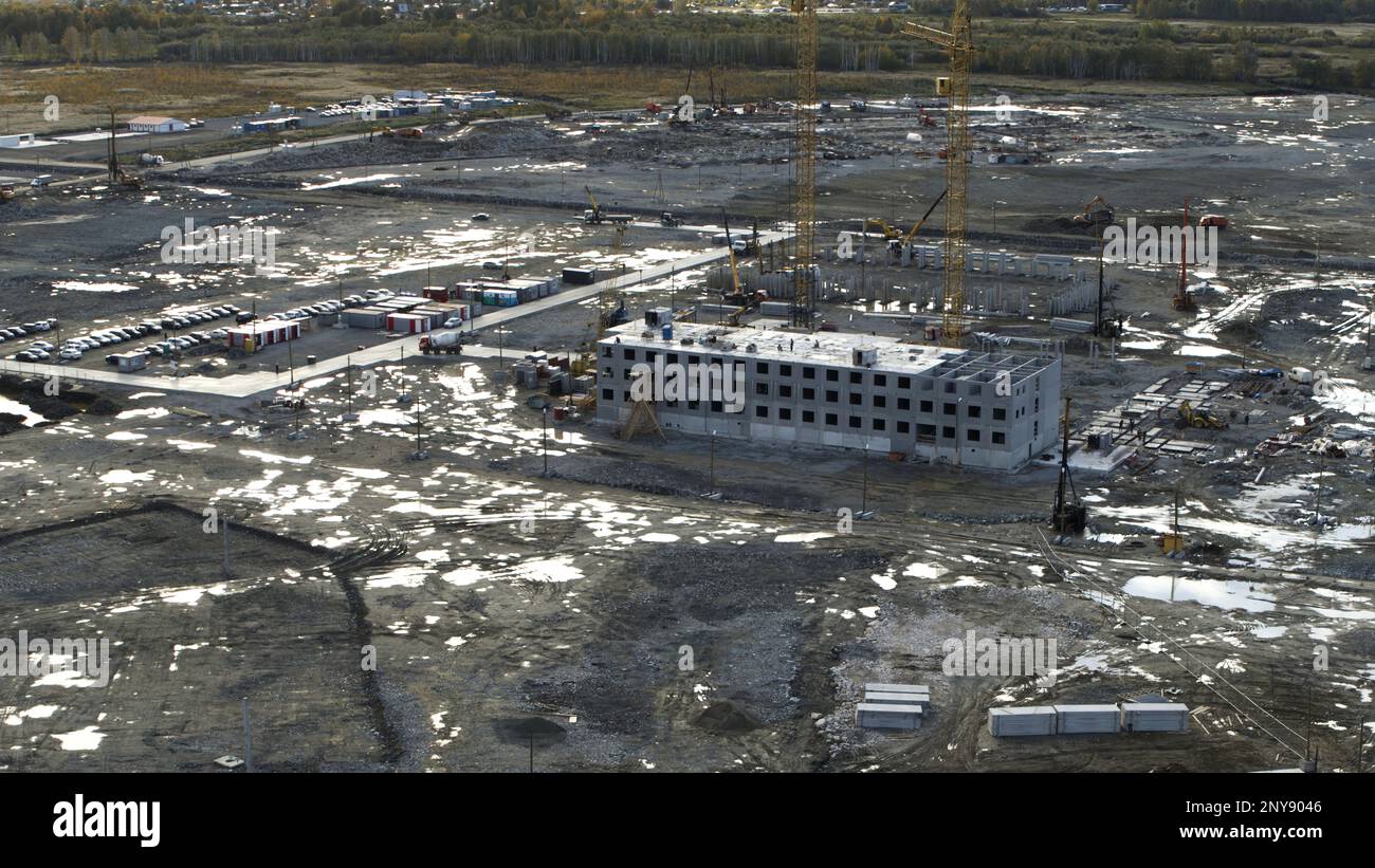 Gray landscape from a bird's eye view. Action.Dark background on the ...