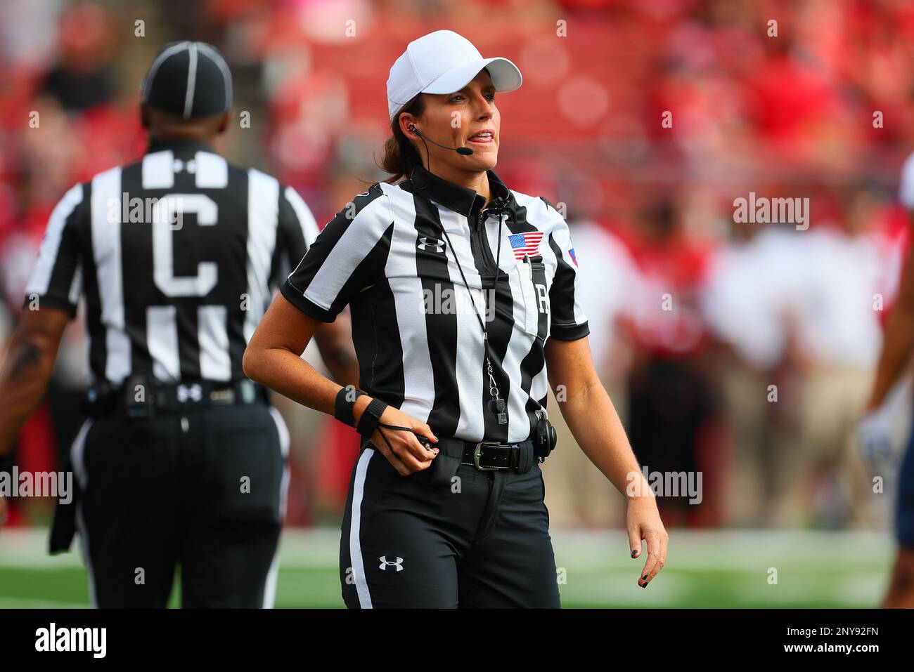 PISCATAWAY, NJ - SEPTEMBER 16: Referee Amanda Sauer makes a call during ...