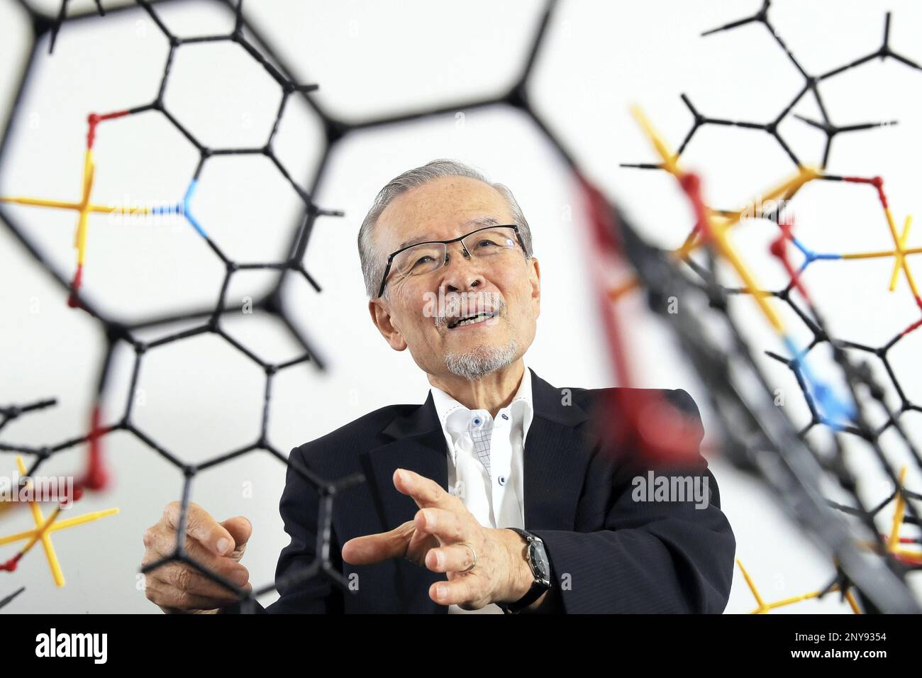 Japan's organic chemist Hisashi Yamamoto speaks during an interview ...
