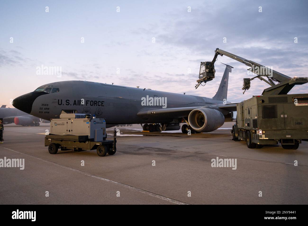 Airman 1st Class Aaron Anderson (right), 22nd Aircraft Maintenance Squadron crew chief, and ...