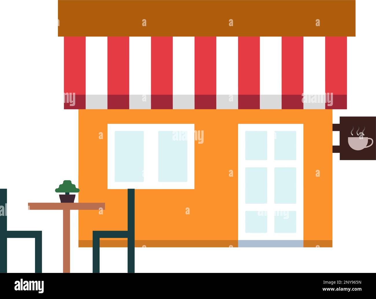 Coffee shop flat vector illustration. Simple Cafe building. Storefront ...