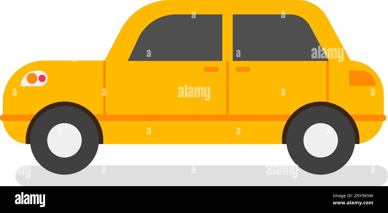 Yellow car flat vector illustration. Vehicle with isolated background ...