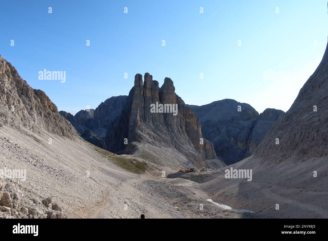 Vajolet towers dolomites panoramic views climbing outdoor europe Stock ...