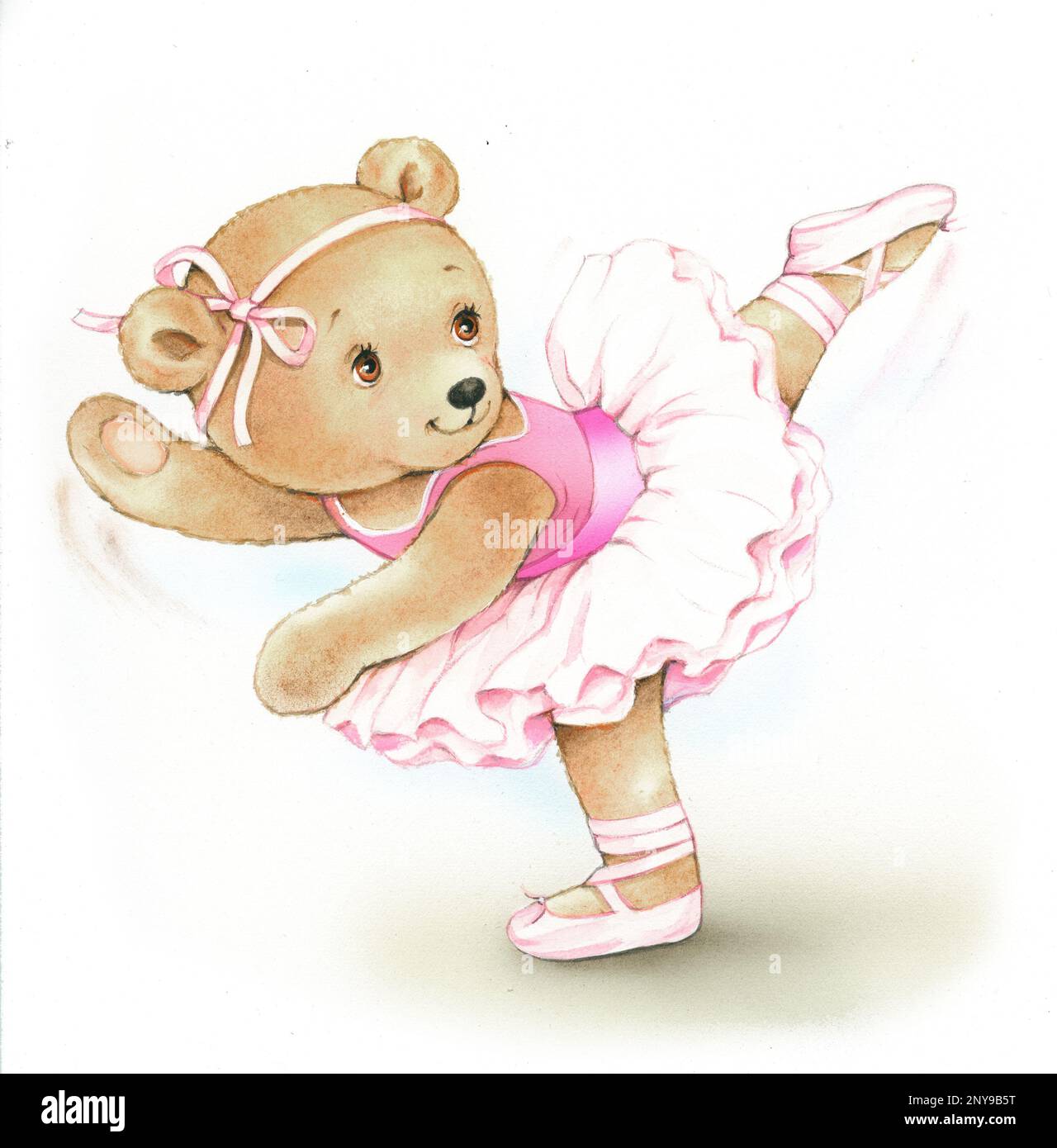 Ballet-teddy practicing pose in tutu on white Stock Photo - Alamy