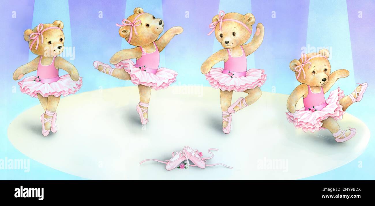 Ballet-teddyies in tutus practicingt Stock Photo - Alamy