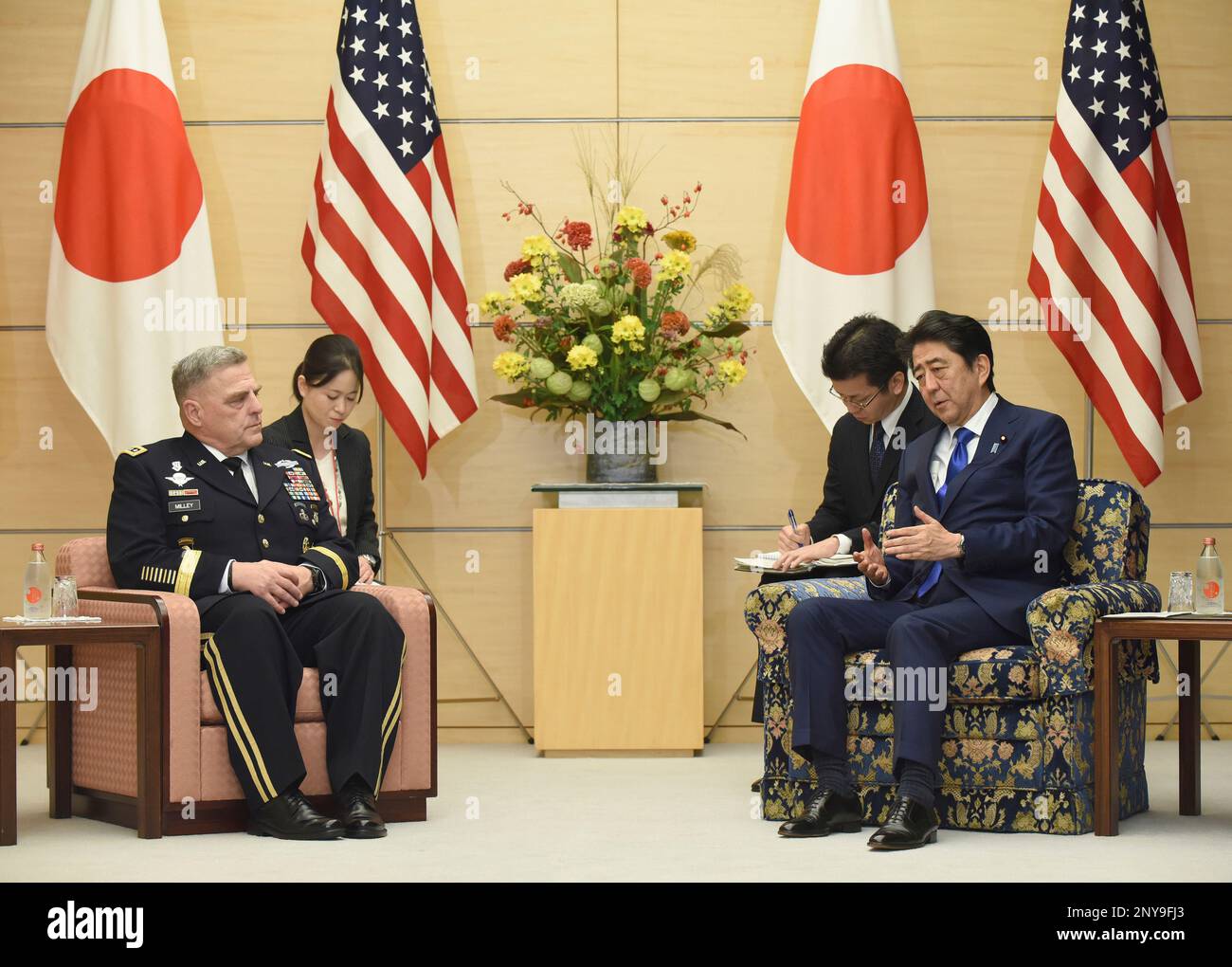 Japan's Prime Minister Shinzo Abe, right, meets with Chief of Staff of ...