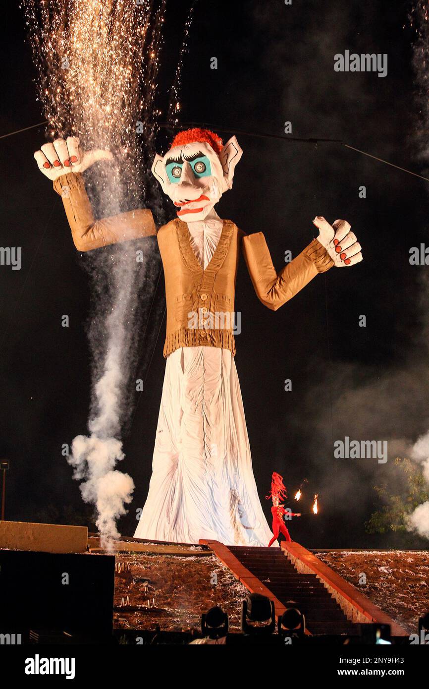 Fire dancer Helene Luna of Denver, dances during the annual burning of ...