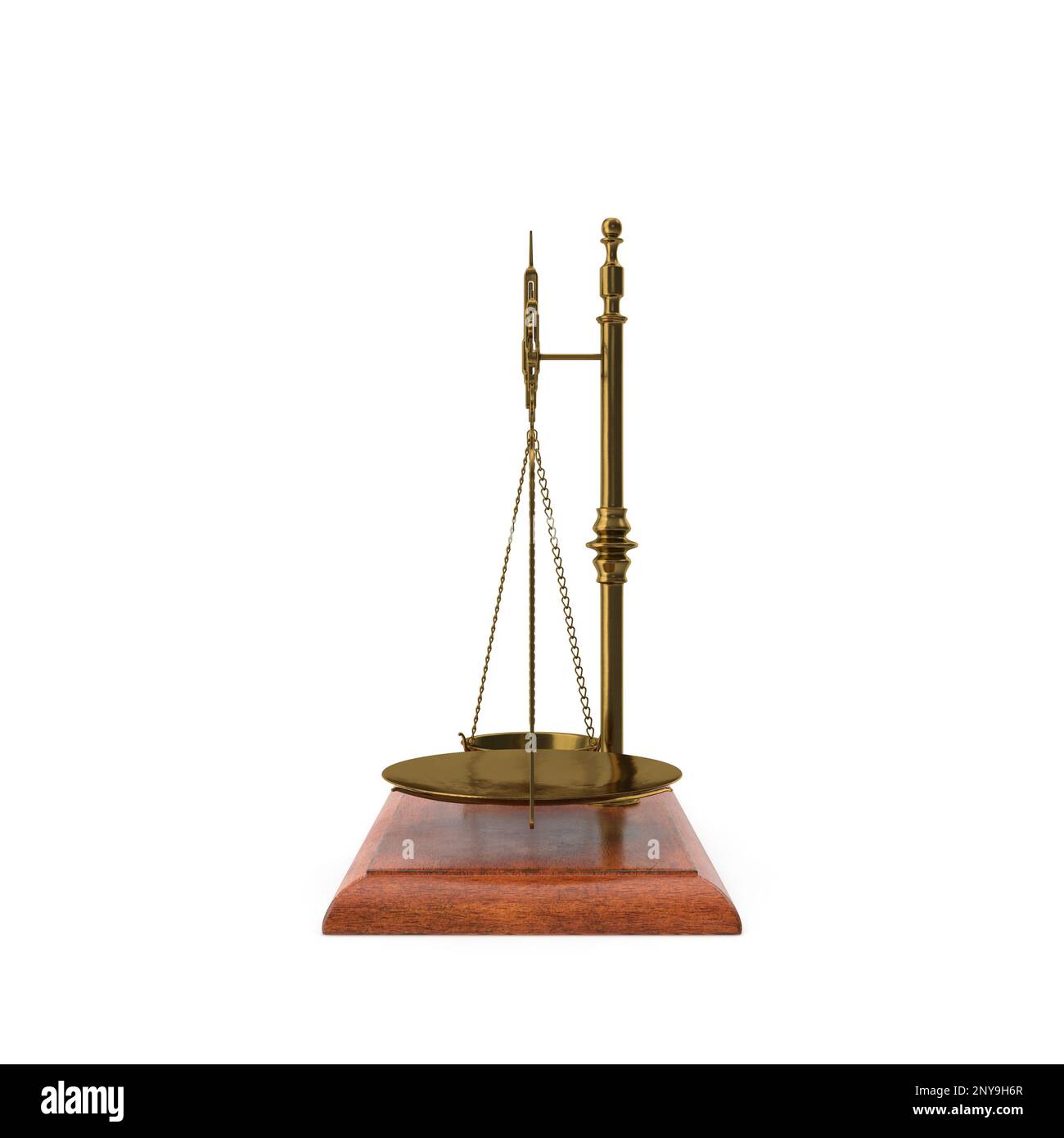 Gold brass Antique balance Scale isolated on white background. 3d ...