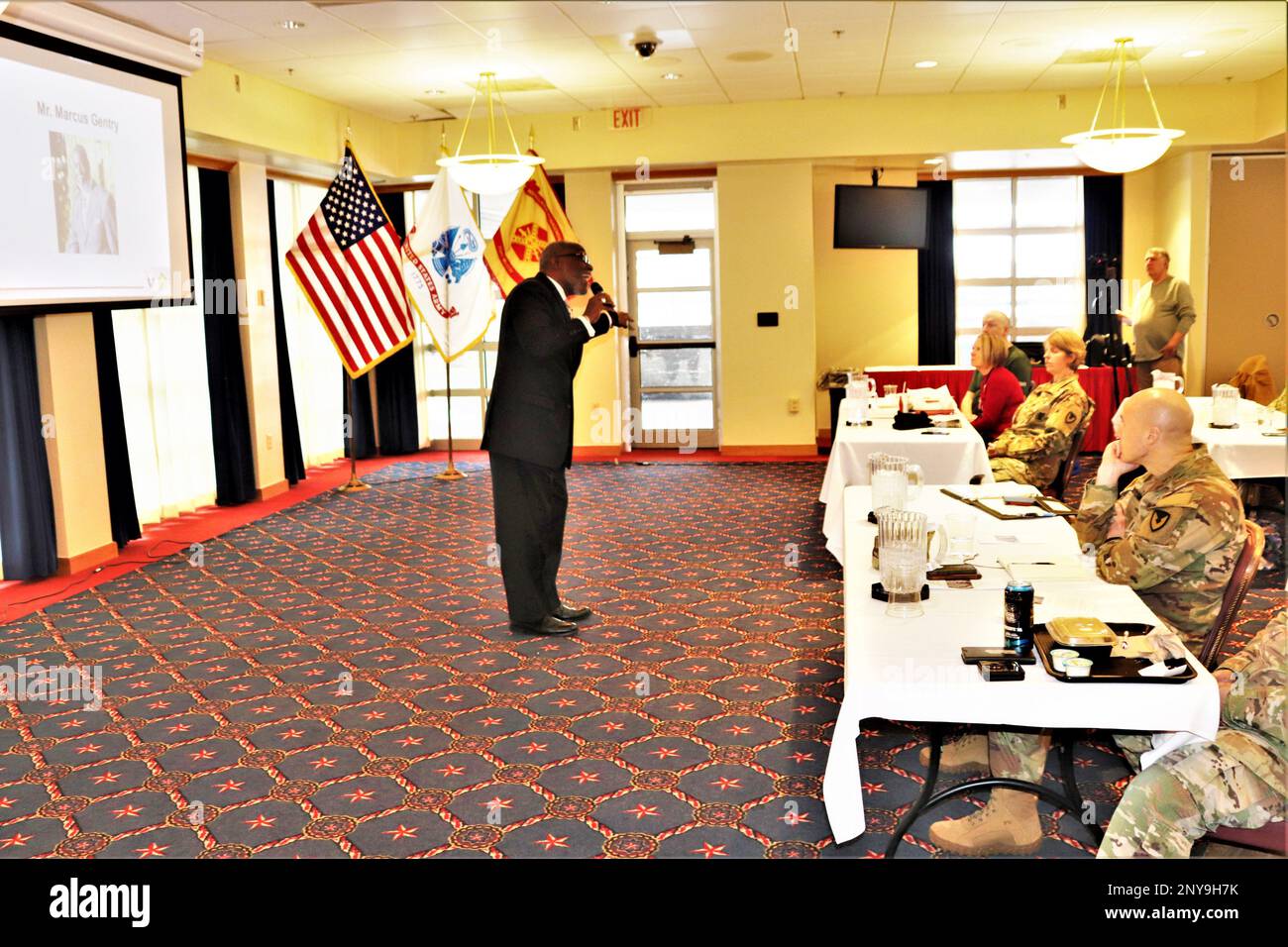 Guest speaker Marcus Gentry gives his presentation about Martin Luther ...