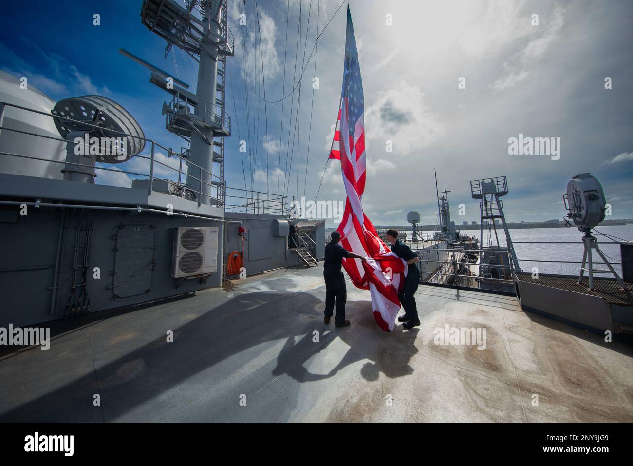 PACIFIC OCEAN (Jan. 26, 2023)— Sailors assigned to the submarine tender ...
