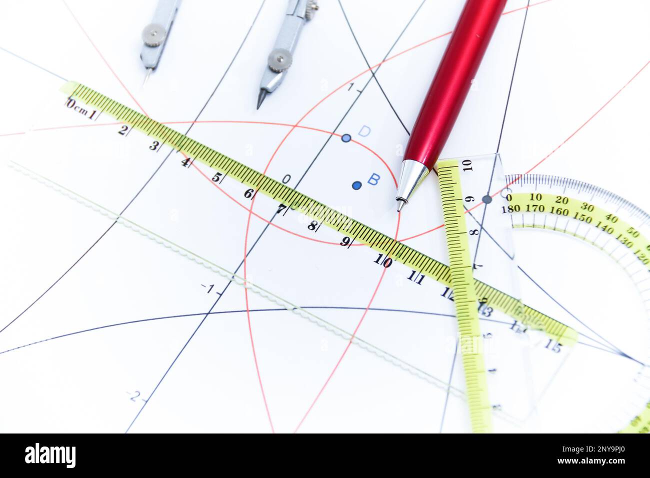 Professional architect working at his desk, measuring and estimating ...