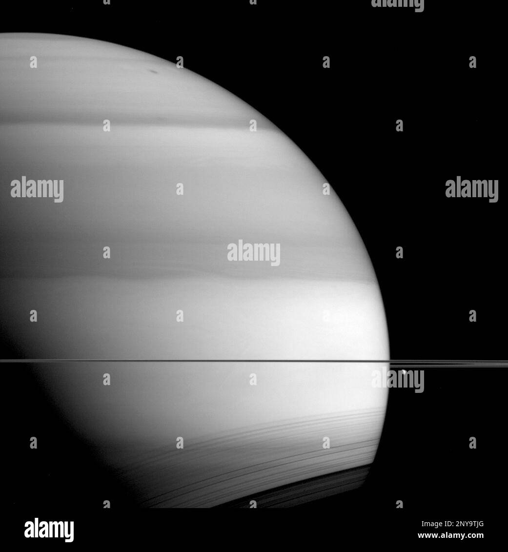 This Sept. 6, 2015 image made available by NASA shows bright-and-dark ...