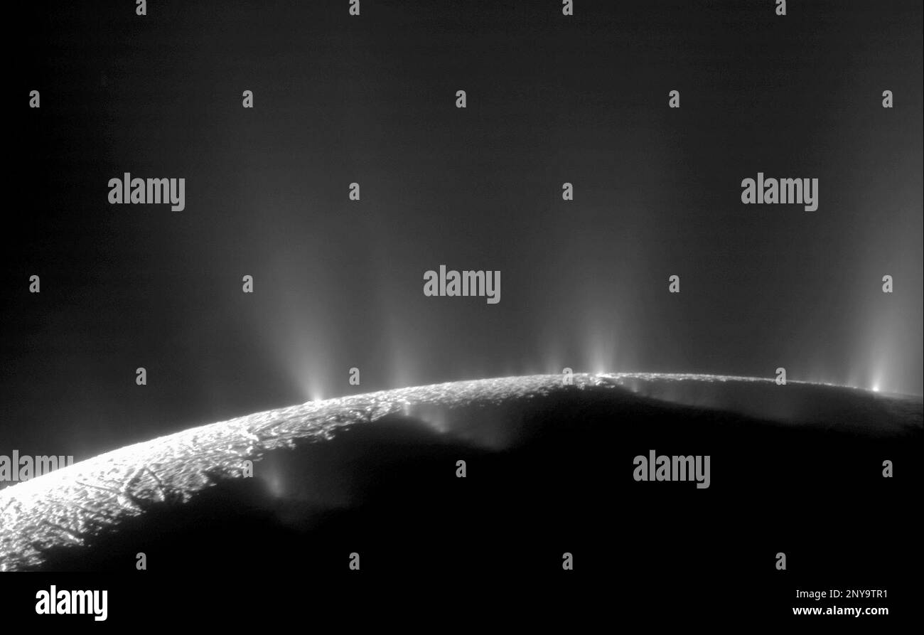 This Feb. 17, 2005 image made available by NASA shows plumes of water ...