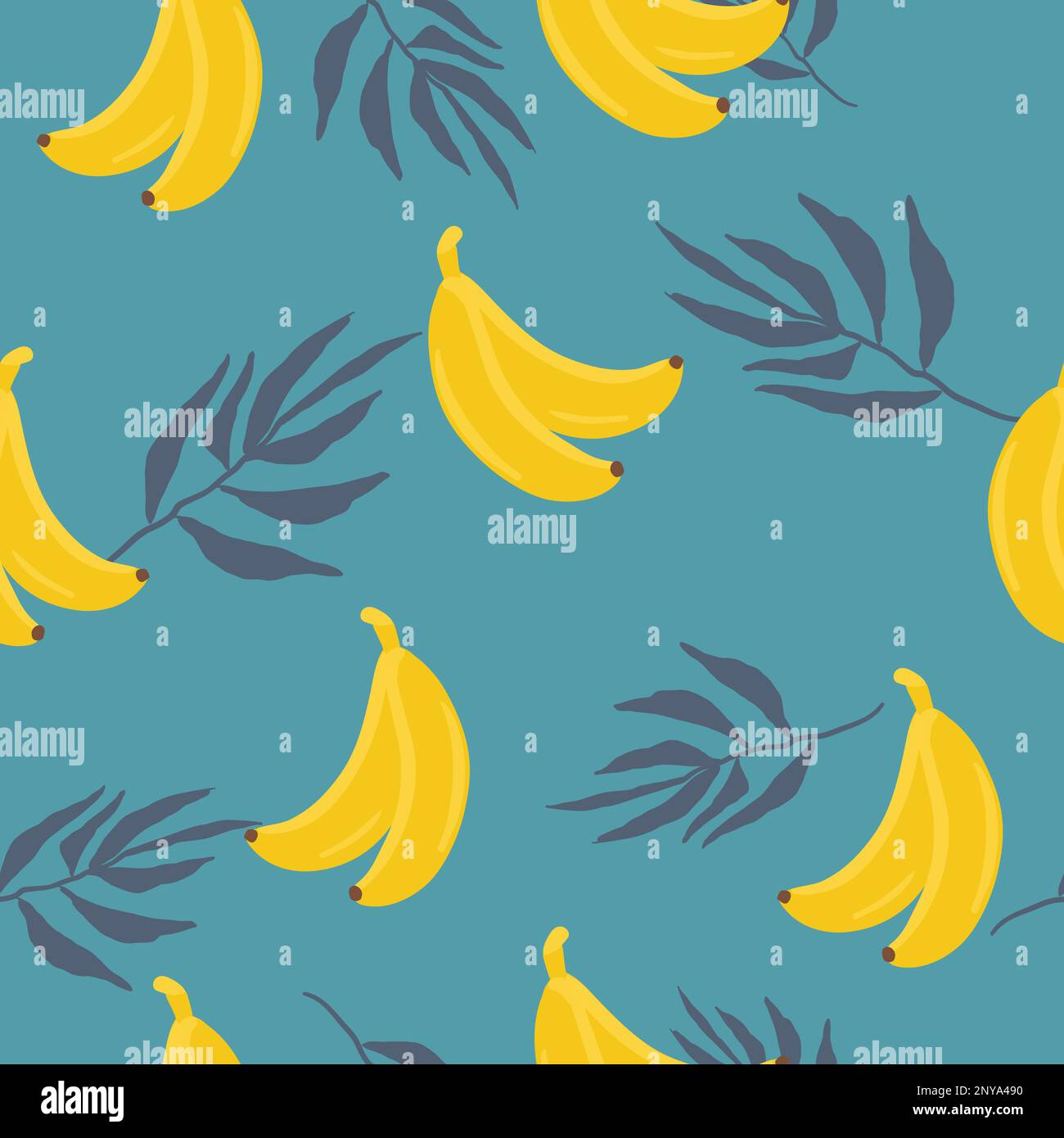 Cartoon seamless pattern with bananas on background. Tropical trendy ...