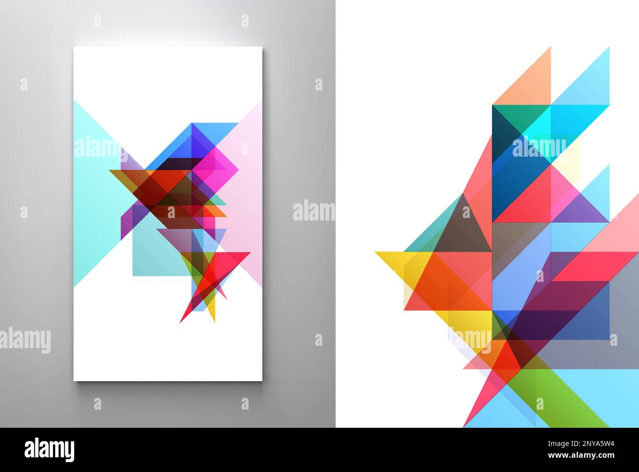 Art composition of flat colorful vector shapes. Abstract transparency geometrical background ...