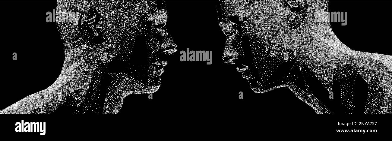 Two opponents facing each other. Conflict. People talk face to face ...