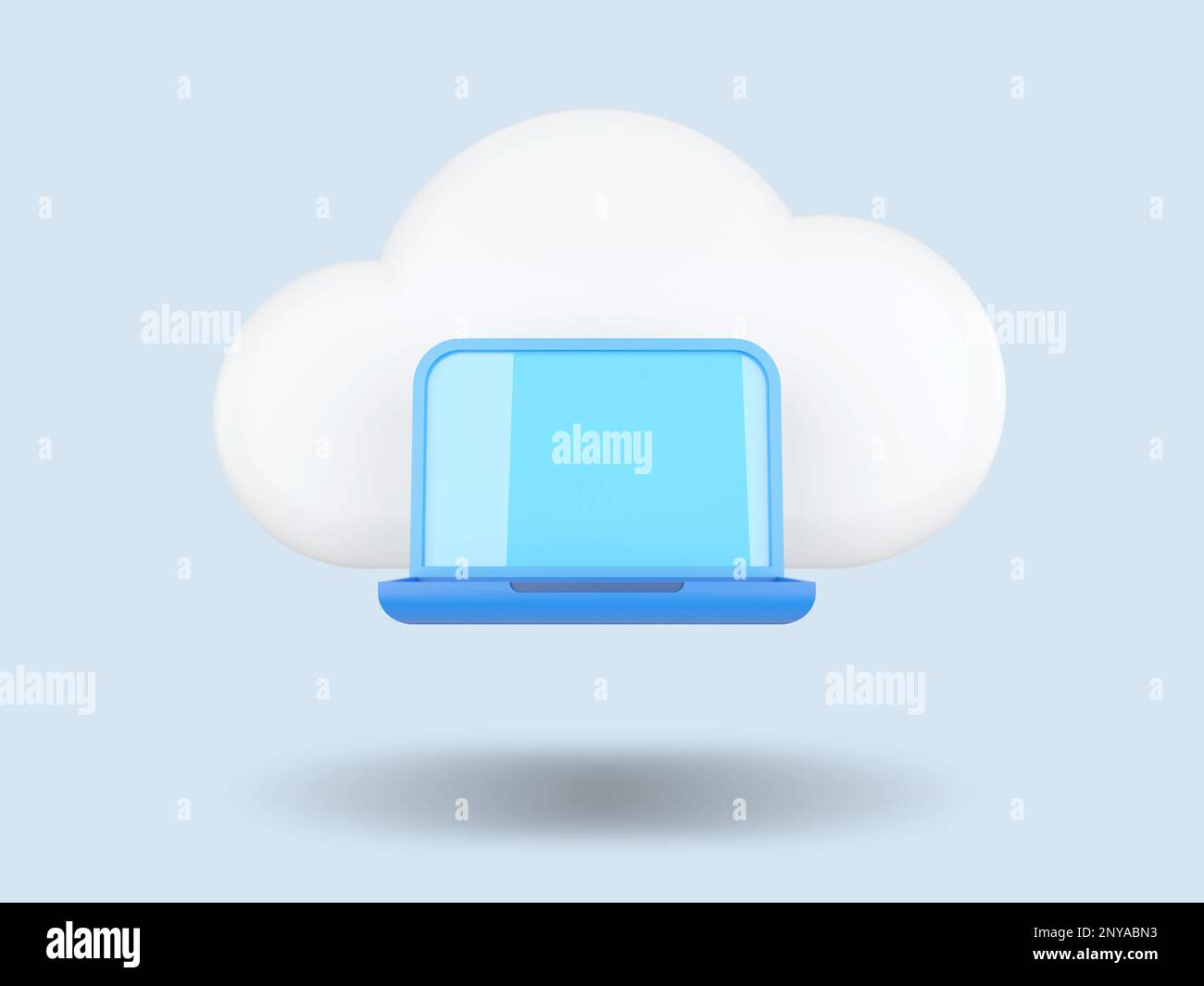 Laptop. Cloud Computing Concept. 3D render illustration Stock Photo - Alamy