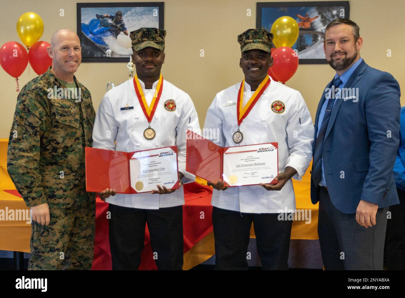U.S. Marine Corps Sgt. Maj. Ryan A. Gnecco, left, sergeant major of ...