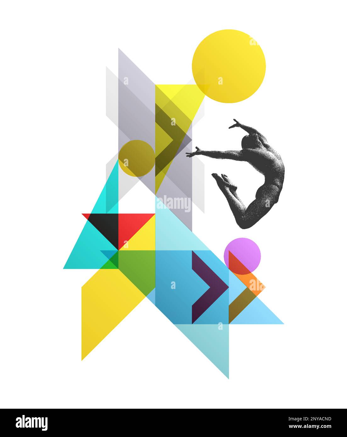 Art composition. Jumping man. Gymnastics activities for icon health and ...
