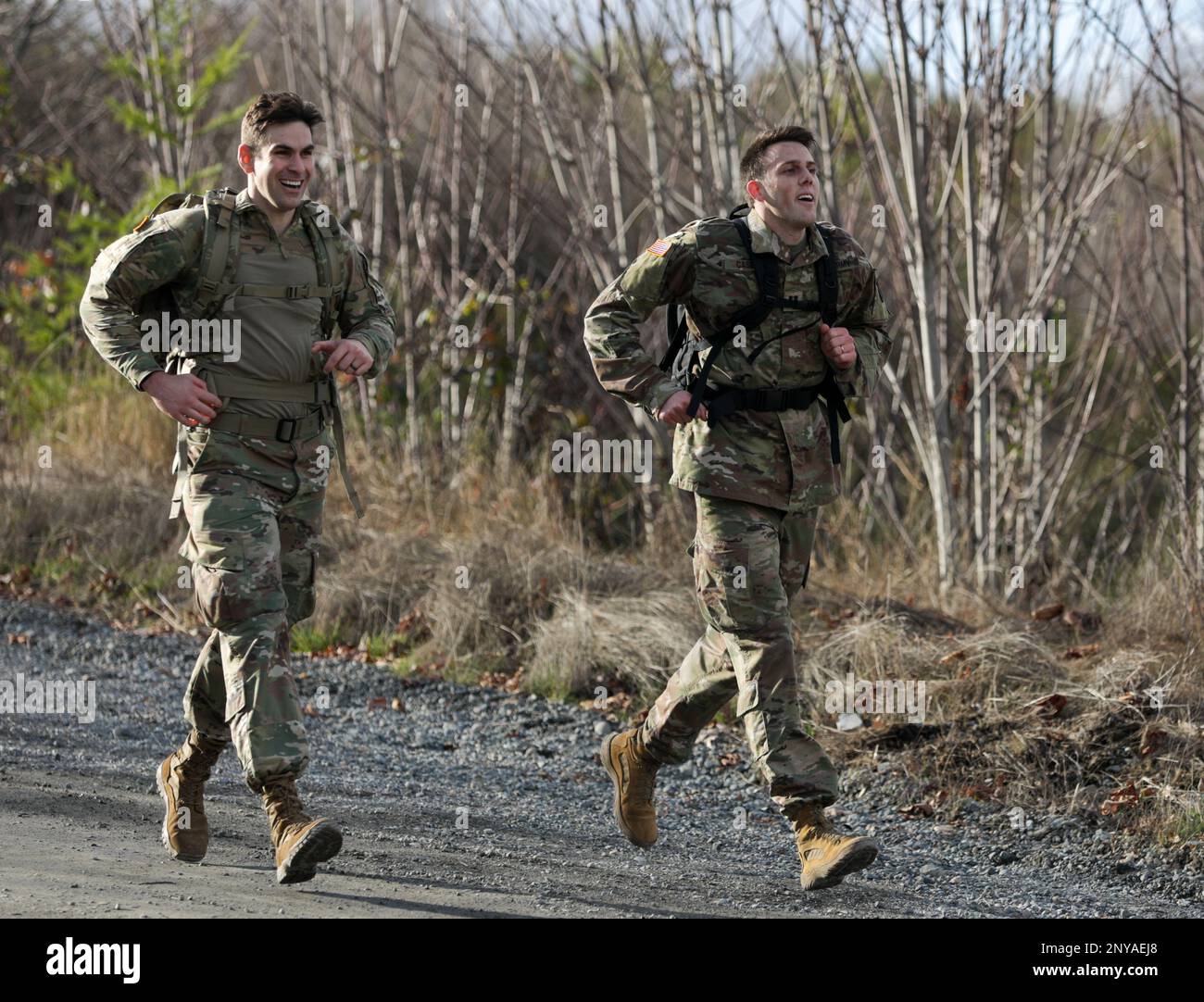 U.S. Soldiers cross the finish line during the Norwegian Foot March ...