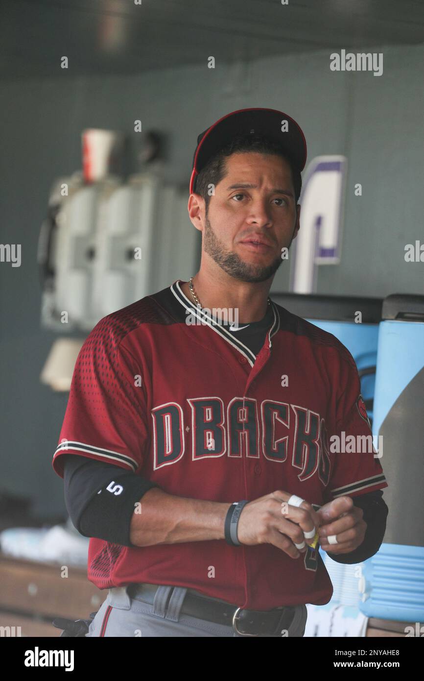 Arizona Diamondbacks left fielder Gregor Blanco (5) watches from the ...