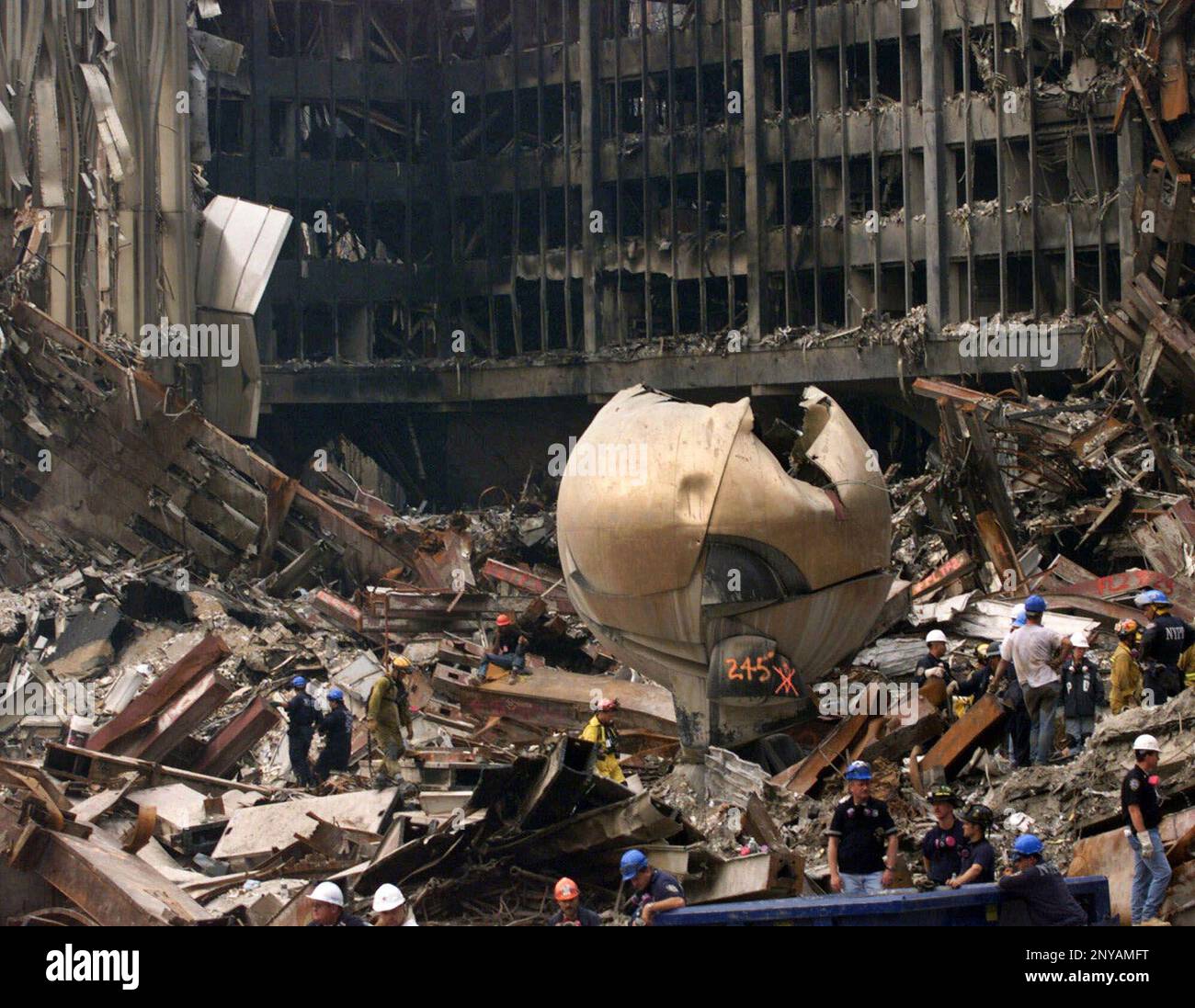 FILE - In this Sept. 24, 2001, file photo, Fritz Koenig's 25-ton bronze ...