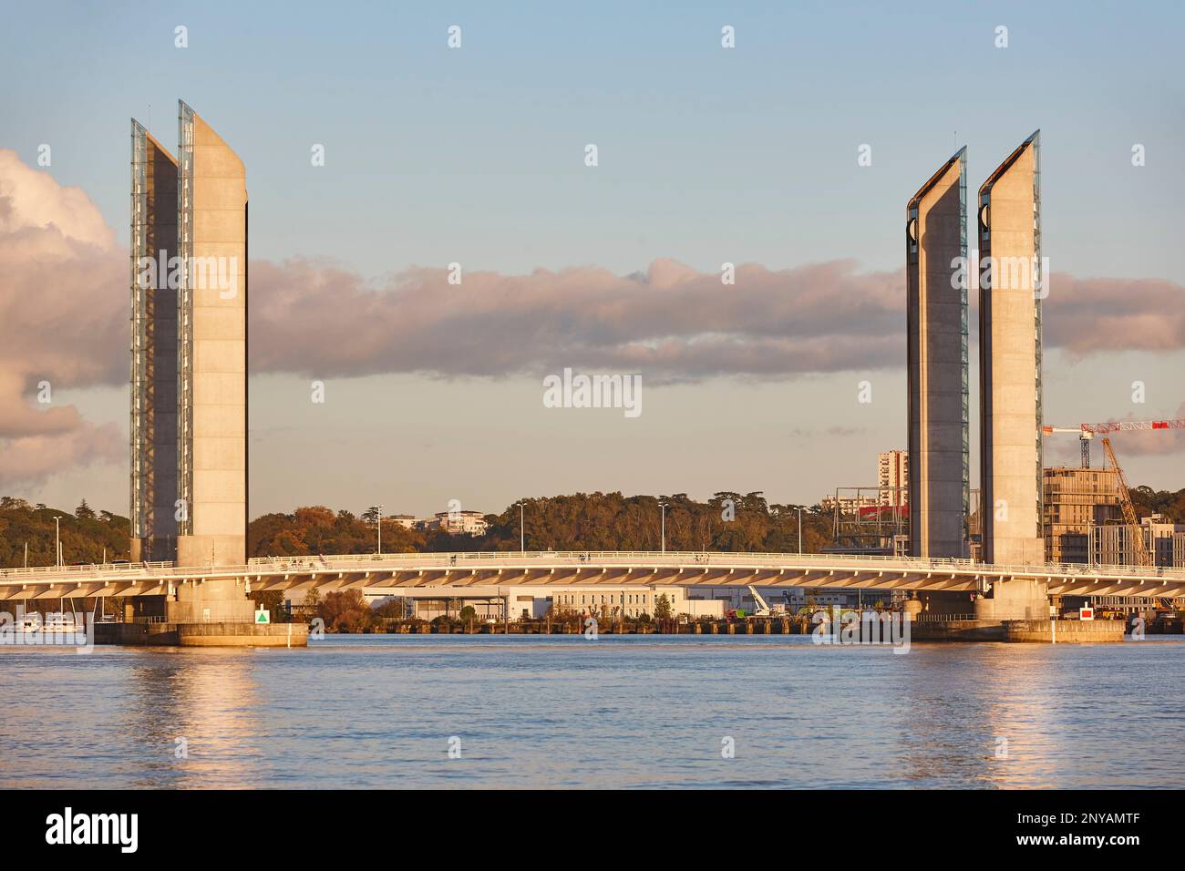 Bordeaux Skyline Jacques Chaban Lifting Bridge Over Garonne River Bordeaux Skyline Jacques Chaban Lifting Bridge Over Garonne River