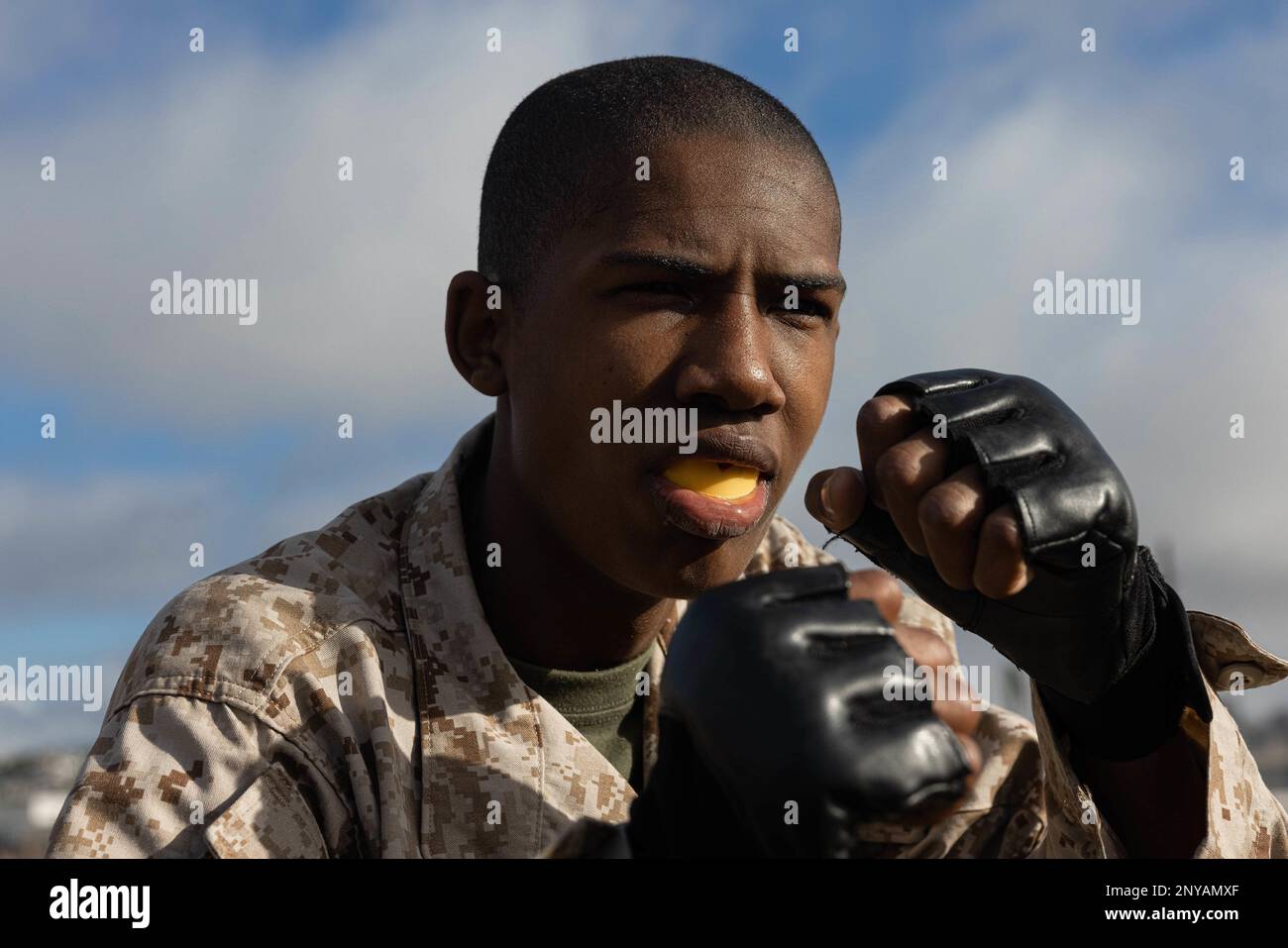 U.S. Marine Corps Recruit Omari Allen with Mike Company, 3rd Recruit ...