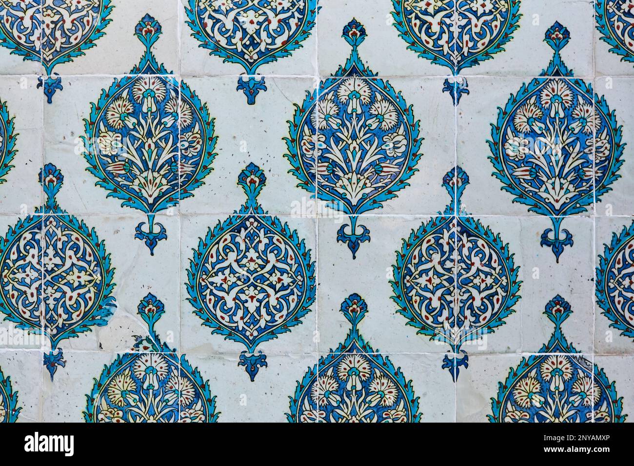 Iznik tiles detail in Topkapi palace. Colored floral design. Turkey ...