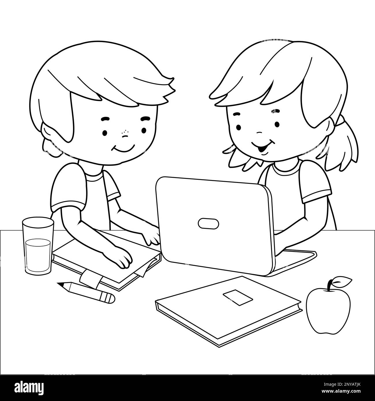 Children Doing Homework Clipart Black