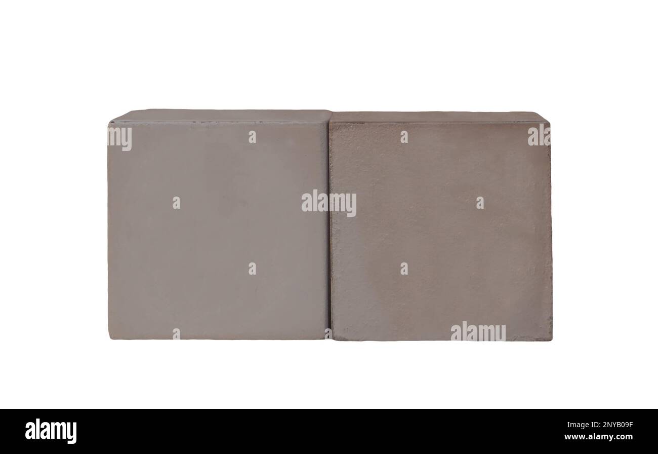 2 wood blocks isolated on white background. Empty grey wooden cubes for ...