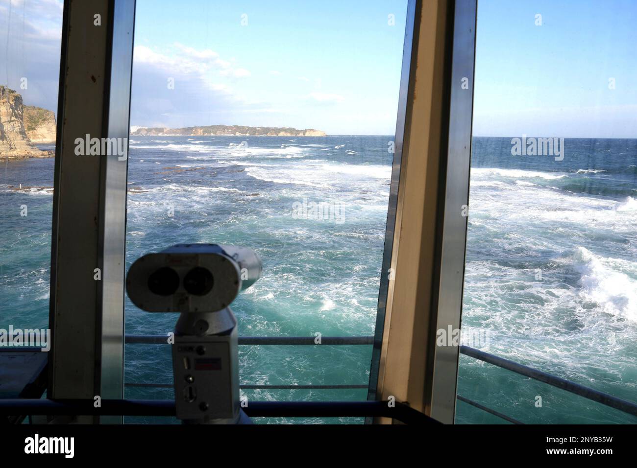 The sea of Boso Peninsula is seen from an underwater observation tower ...