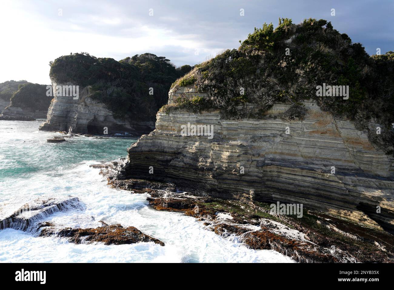 The sea of Boso Peninsula is seen from an underwater observation tower ...