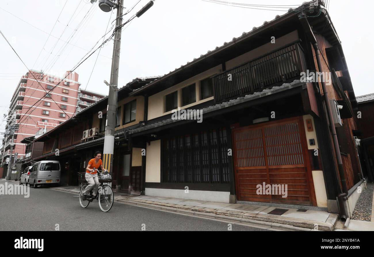 This picture taken on Sep. 4, 2017 shows typical of the 'Kyo-machiya ...